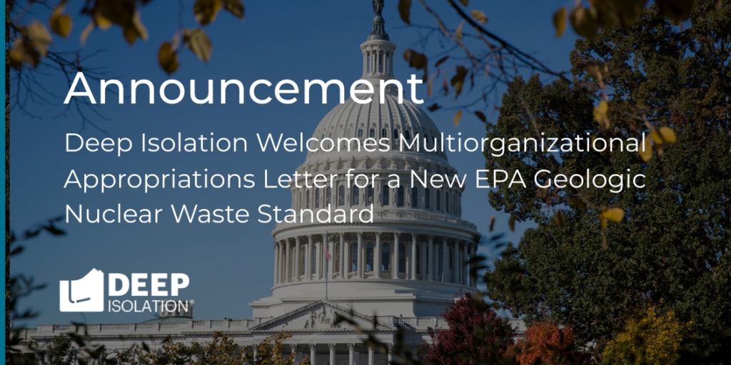 Appropriations for new EPA Geologic Nuclear Waste Standard